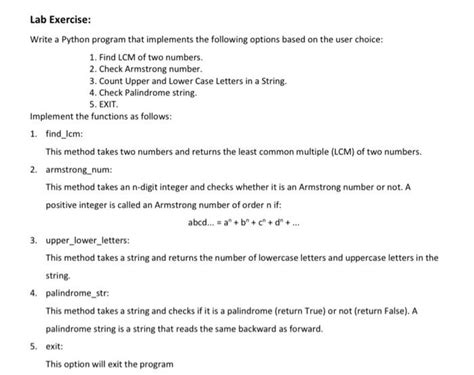Solved Lab Exercise Write A Python Program That Implements