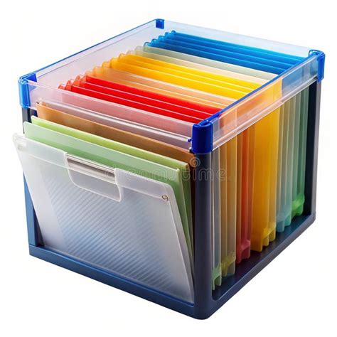 Plastic File Organizer With Labeled Dividers For Documents Stock