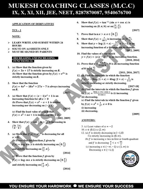 Aod Class 12 Tcs 1 12 7 24 Pdf Monotonic Function Function Mathematics Aod Class 12 Tcs 1 12 7 24 Pdf Monotonic Function Function Mathematics