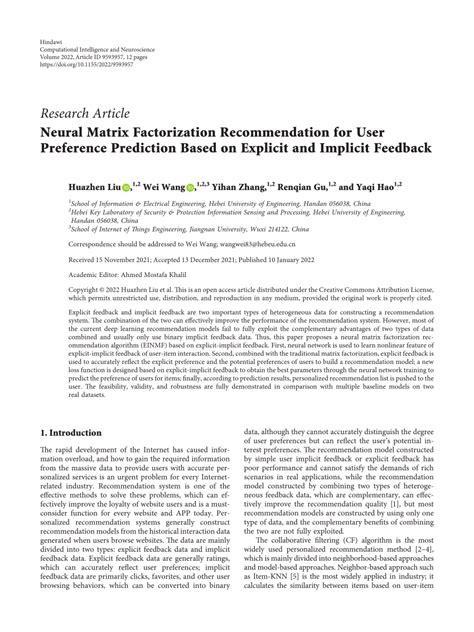 Pdf Neural Matrix Factorization Recommendation For User Preference