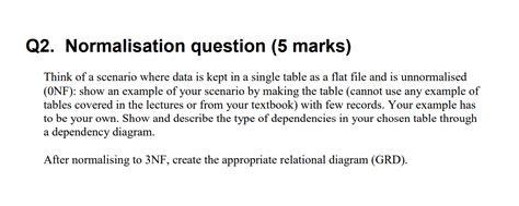 Solved Normalisation Question Marks Think Of A Chegg