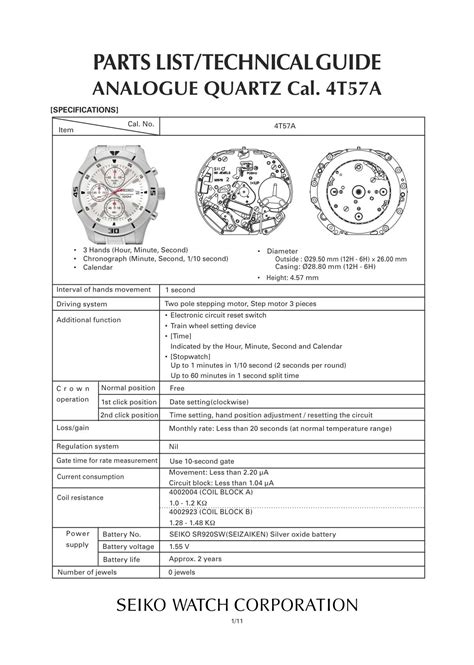 Seiko Caliber 4t57 Watch Movement Guide