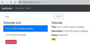 Vue Crud Example With Axios Vue Router Bezkoder