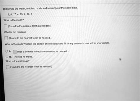 determine the mean median mode and midrange of the … solvedlib