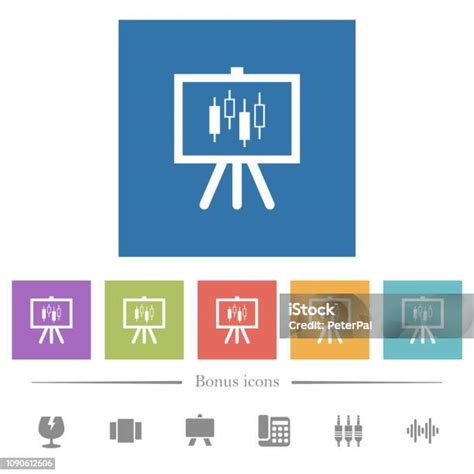 프레 젠 테이 션 테이블 평방 배경에서 촛대 차트 평면 흰색 아이콘 교습에 대한 스톡 벡터 아트 및 기타 이미지 교습 교육
