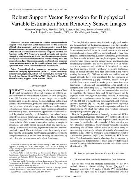 Pdf Robust Support Vector Regression For Biophysical Variable Estimation From Remotely Sensed
