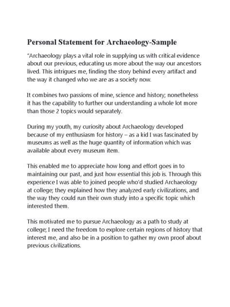 Personal Statement For Archaeology Pdf University And College