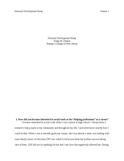 Personal Development Essay Personal Development Essay Paige M Dennis Ramapo College Of New