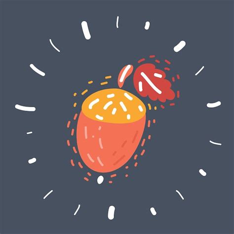 Premium Vector Acorn With Leaf On Dark Background
