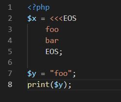 PHP Syntax Highlighting Issue With Here Strings Issue Microsoft Vscode GitHub