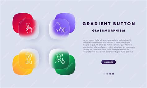 식별 설정 아이콘 지문 음성 인식 얼굴 Id 인증 사람 식별 생체 인식 개념 Glassmorphism 스타일 비즈니스 및 광고를