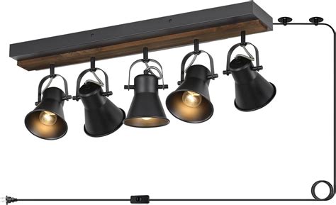 Keesfu 5 Light Plug In Track Lighting Kitblack Semi Flush Mount