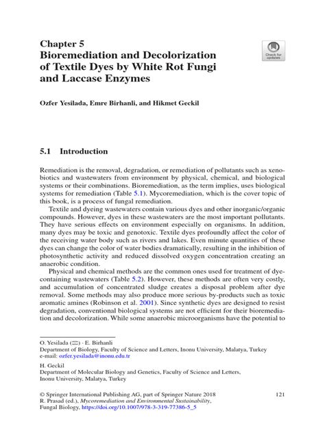 bioremediation and decolorization of textile dyes by white rot fungi
