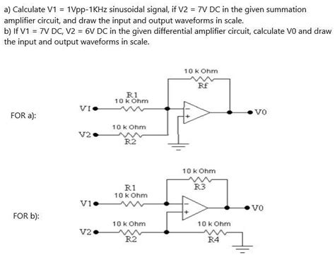 A Calculate V1 1vpp 1khz Sinusoidal Signal If V2 7v Dc In The