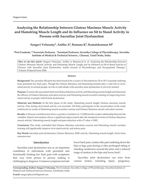 Pdf Analysing The Relationship Between Gluteus Maximus Muscle Activity And Hamstring Muscle