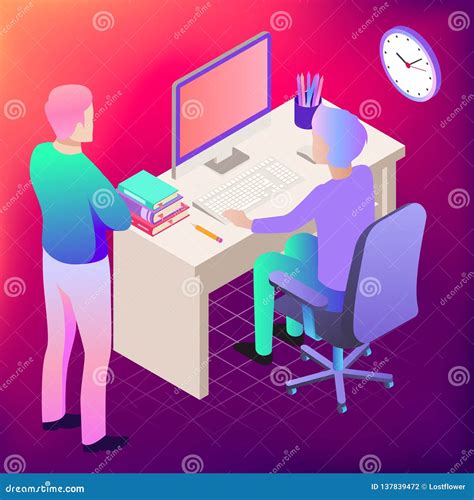 Vector Illustration Of Office Business Icons Communication Between