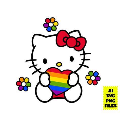 Pride Heart Hello Kitty Svg Hello Kitty Svg Rainbow Hello Inspire