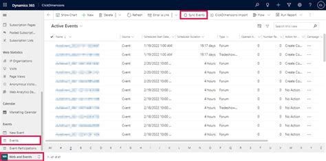 creating an event clickdimensions support
