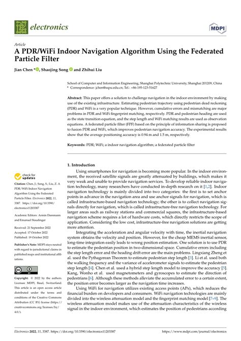 pdf a pdr wifi indoor navigation algorithm using the federated
