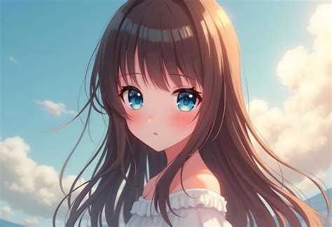 Anime Girl With Light Brown Hair And Icy Blue Eyes