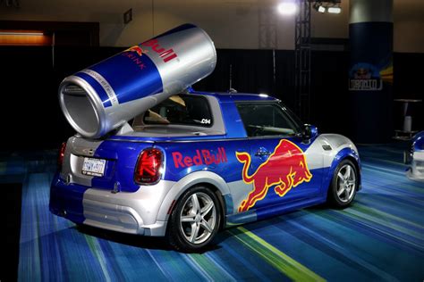 A Red Bull Mini Cooper Is 68 Inches Taller Than A Ford Raptor And