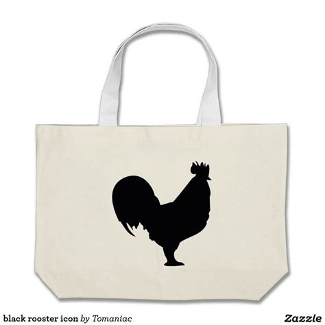 Black Rooster Icon Large Tote Bag Zazzle Black Rooster Rooster Bags