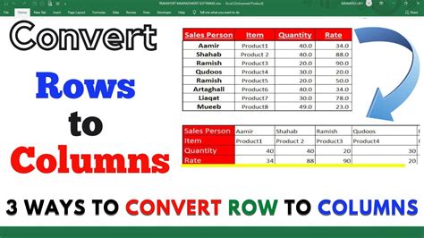 Best Ways To Convert Rows To Column With TRANSPOSE In Excel By Learning Center In Urdu Hindi