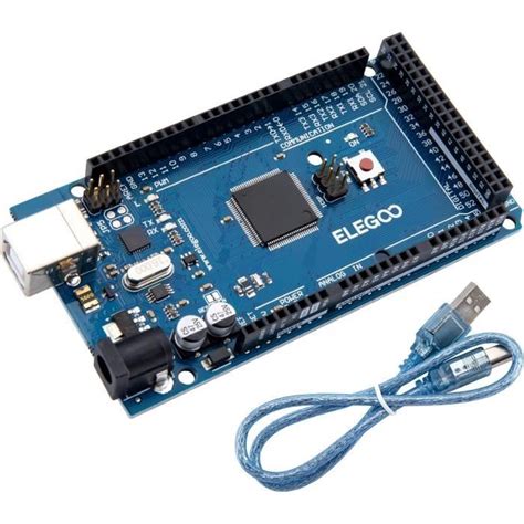 Carte Mega R3 Atmega Modèle De 2560 Et De 16U2 Board Bleu Avec Câble Usb Compatible Avec Les