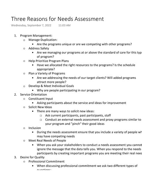 Ch 1 Three Reasons For Needs Assessment Program Management Manage Duplication § Are The