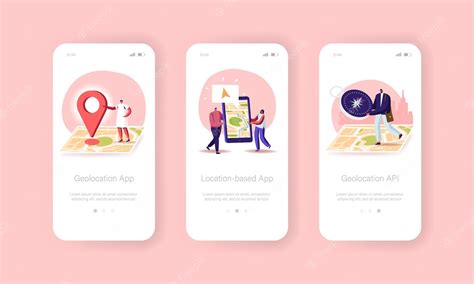 Premium Vector Gps Navigation Positioning Mobile App Page Onboard