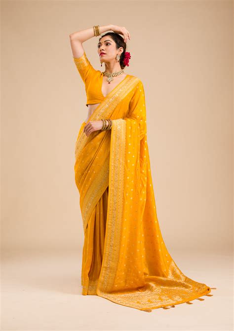 Yellow Saree Buy Yellow Colour Sarees Online At Koskii