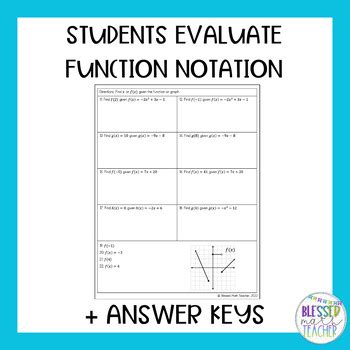 Relations Functions Function Notation Domain And Range Notes And Worksheet