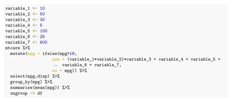 r rmarkdown wrap code in chunks but keep breaks after pipe stack