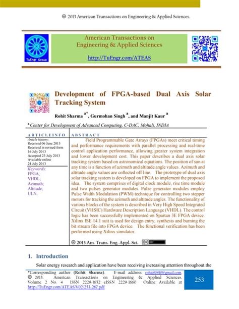 development of fpga based dual axis solar tracking system pdf