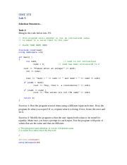 Lab COSC Docx COSC Lab Selection Structures Task Bring In The Code Below Into