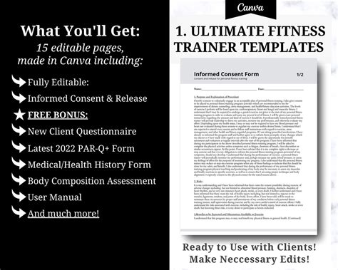 Informed Consent Personal Trainer Form Fitness Coach Informed Consent Form Gym Informed
