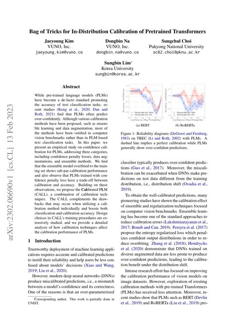 Pdf Bag Of Tricks For In Distribution Calibration Of Pretrained Transformers