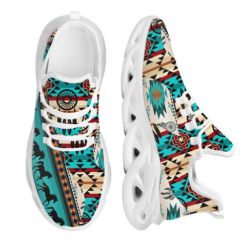 Ethnic Tribal Aztec Pattern Lightweight Lace Up Mesh Shoes Womens
