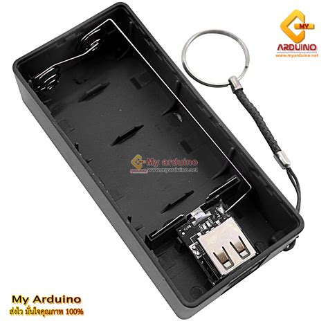 Power Bank แหล่งจ่ายไฟสำหรับ Arduino Esp8266 ชาร์จไฟผ่าน Usb ถ่าน 18650 2 ก้อน สีดำ ขาย