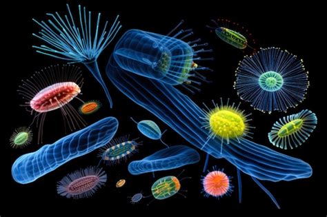 Premium Ai Image Intricate Ultramagnified Visualization Of Marine Plankton Species Under