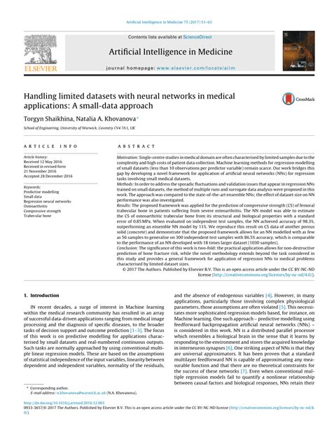 Pdf Handling Limited Datasets With Neural Networks In Medical
