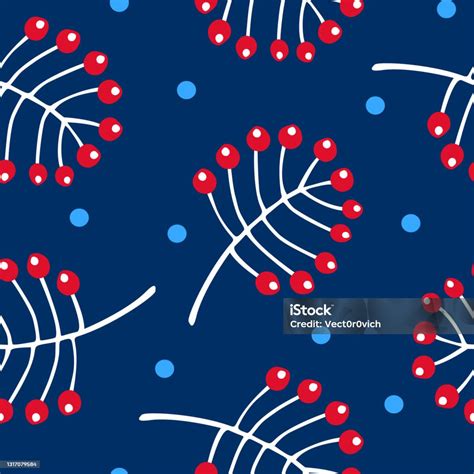 메리 크리스마스와 행복한 새해 겨울 계절 크리스마스 는 붉은 열매 가지 끝없는 반복 질감 벡터 일러스트 그래픽과 부드러운 패턴 12월에 대한 스톡 벡터 아트 및 기타 이미지