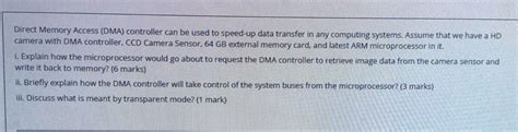 Solved Direct Memory Access DMA Controller Can Be Used To Chegg