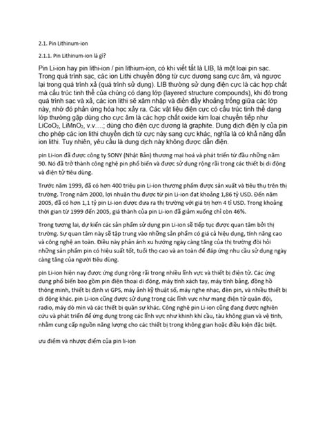 21 Pin Lithinum Ion 211 Pin Lithinum Ion Là Gì Pdf