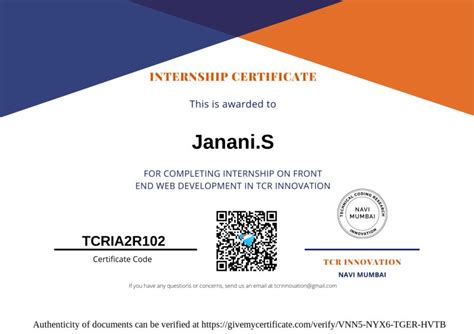 janani s on linkedin frontend development internship tcr event