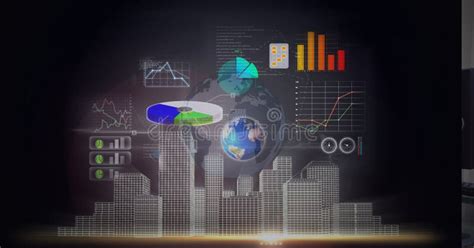 Composition Of Statistics And Data Processing On Screen On Black