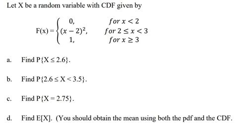 Solved Let X Be A Random Variable With CDF Given By F X Chegg