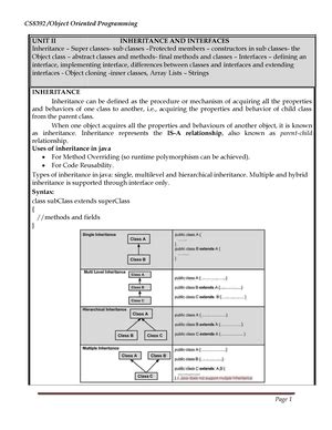 JAVA Programming DIGITAL NOTES ON JAVA PROGRAMMING R20A0508 B II