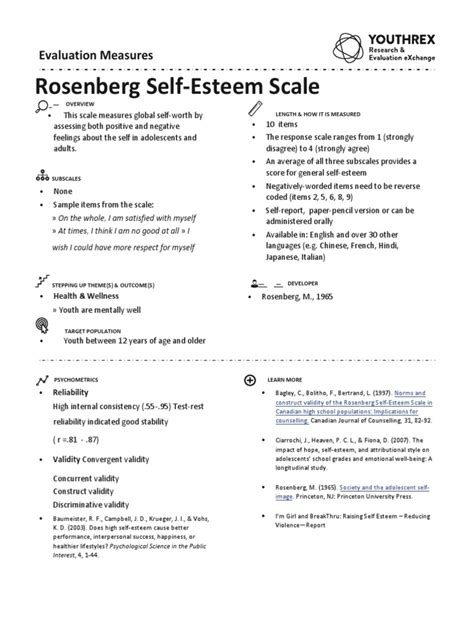 Measuring Self Esteem An Overview Of The Rosenberg Self Esteem Scale