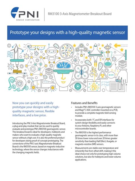 Rm3100 Breakout Board Sales Sheet Pdf Magnetometer Printed Circuit Board